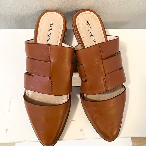 Kelsi Dagger | Shoes | Kelsi Dagger Mule Shoe Brown Leather Flat ...